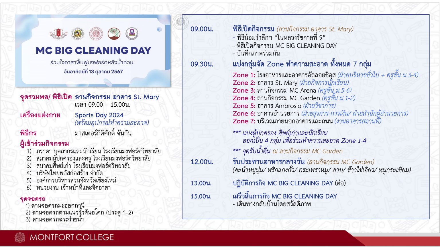 กิจกรรมจิตอาสา MC Big Cleaning Day – MONTFORT COLLEGE